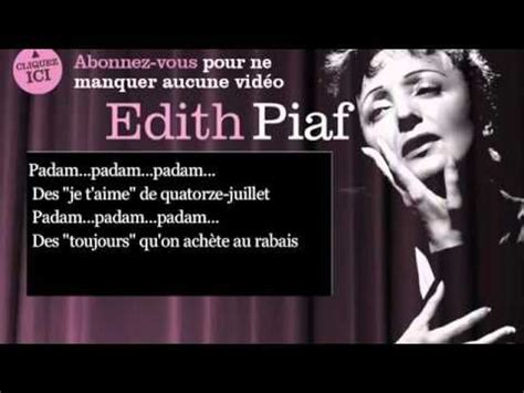Edith Piaf Padam Padam Paroles Lyrics Edith Piaf French Songs Lyrics