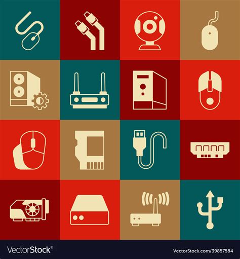 Set Usb Ram Random Access Memory Computer Mouse Vector Image
