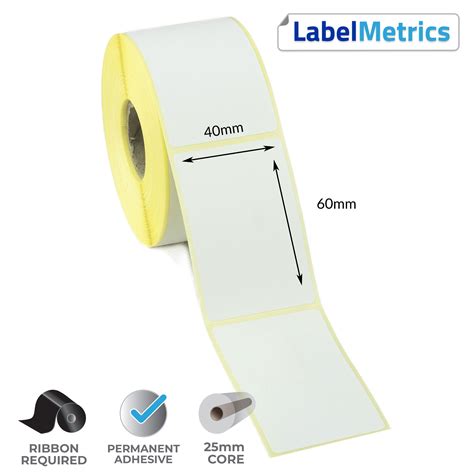 40 X 60mm Thermal Transfer Labels Permanent Adhesive Labelmetrics