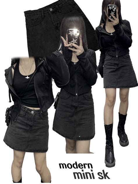 당일발송 Modern Mini Sk 모던 미니 흑청 스커트 미니스커트 기본스커트 짧치 무채색 봄스커트 에이블리