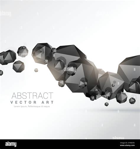 Abstract Floating Black Polyhedron Shapes 3d Objects Stock Vector Image
