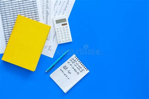 Math Homework Math Textbook Or Tutorial Near Sheet With Numbers Countes Calculator Notebook
