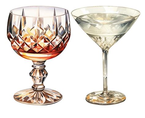 Premium Psd Watercolor Illustration Crystal Antique Glasses