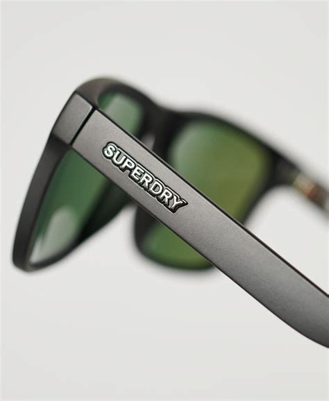 Mens Sdr Rectangular Roamer Sunglasses In Matte Grey Green Mirror