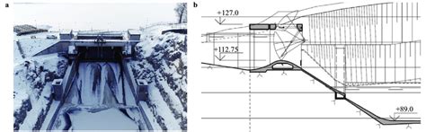gated overflow spillway 25 00 m in width with an aerator and shafts