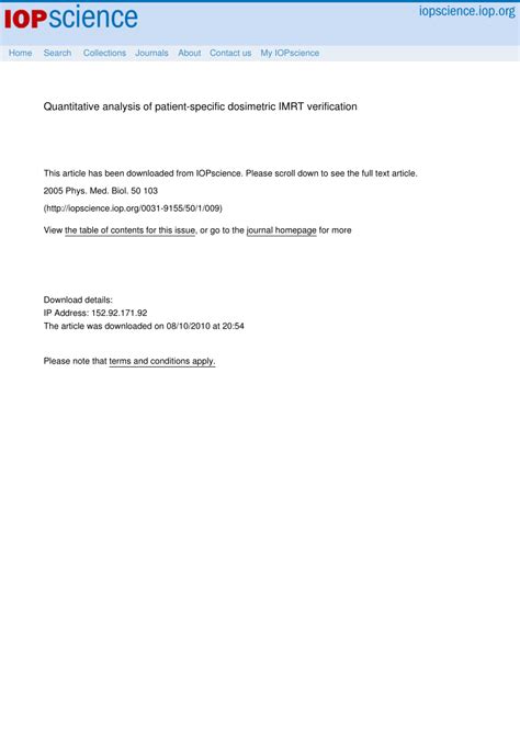 Pdf Quantitative Analysis Of Patient Specific Dosimetric Imrt Verification