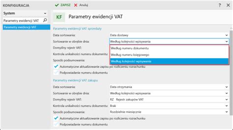Rachmistrz i Rewizor nexo Jak ustawić sortowanie wpisów w ewidencjach VAT InsERT nexo