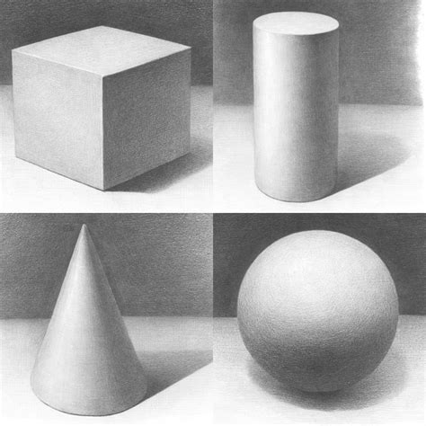 Штриховка натюрморт из геометрических фигур Geometric Shapes Drawing