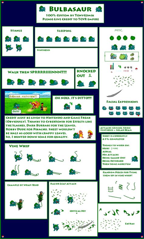 Bulbasaur Sprite Sheet By Benthos1 On Deviantart