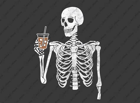 Skeleton Drinking Coffee Spiced Png Digital Download Sublimation Sublimate Fall Autumn