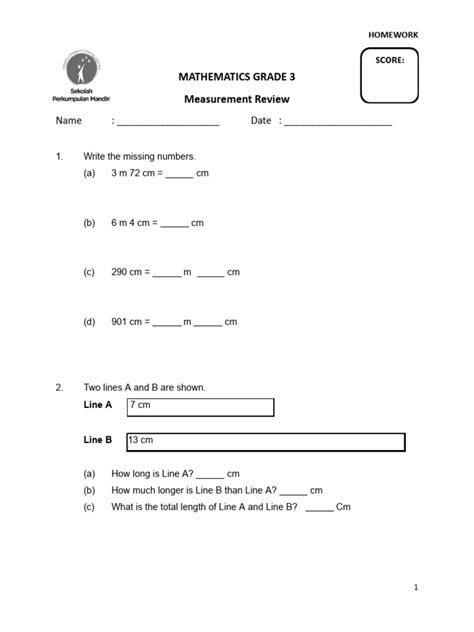Homework Measurement Review Pdf
