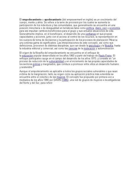 Empoderamiento Definición Y Orígenes Pdf
