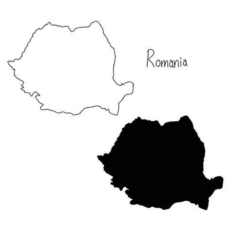 Esquema Y Mapa De Silueta De Rumania Ilustraci N Vectorial Dibujada A