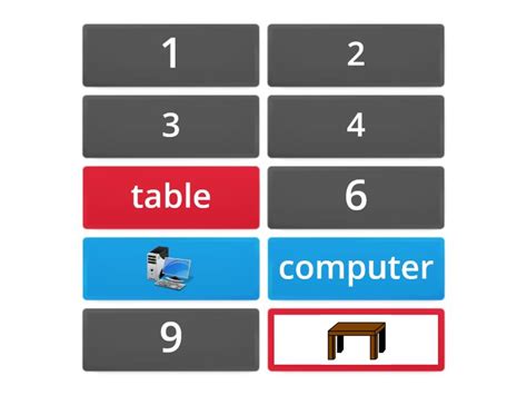 classroom objects memory game 2 matching pairs