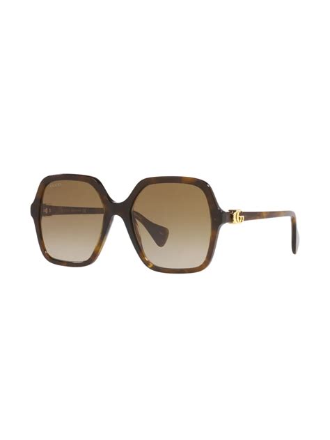 Gucci Eyewear Tortoiseshell Effect Square Frame Sunglasses Brown