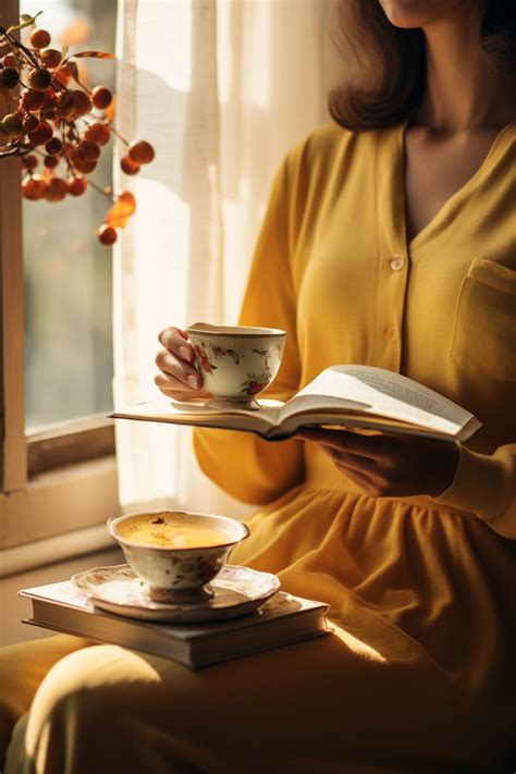 秋天窗边女生秋季文艺喝茶下午茶氛围摄影图