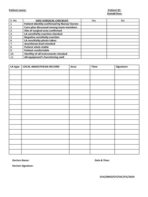5safe Surgical Checklist Pdf