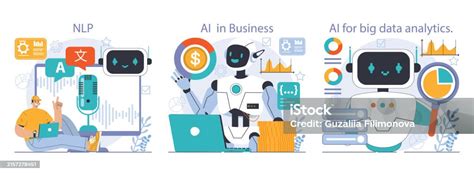 Ai Integration Set Artificial Intelligence And Human Synergy Neural Network Stock Illustration