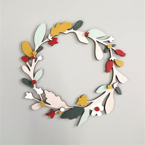 Wooden Wreath Festive Wreath Holiday Wreath Colourful Wreath Etsy Uk