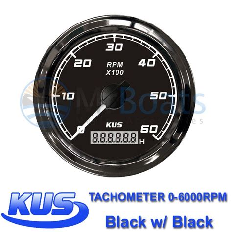 KUS TACHOMETER RPM DIGITAL HOUR METER BLACK On BLACK BOAT MARINE GAUGE V V