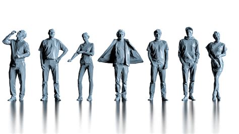 인과 성 의류 3d 렌더링 다섯 소년과 두 여자의 전면보기 3차원 형태에 대한 스톡 사진 및 기타 이미지 3차원 형태