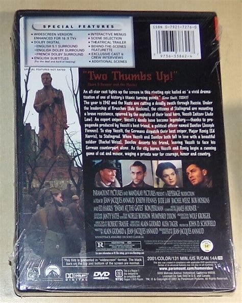 Enemy At The Gates DVD 2001 Widescreen Joseph Fiennes Jude Law Ed