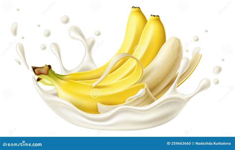 Placas De Iogurte Realistas Bando De Bananas Gotas De Leite