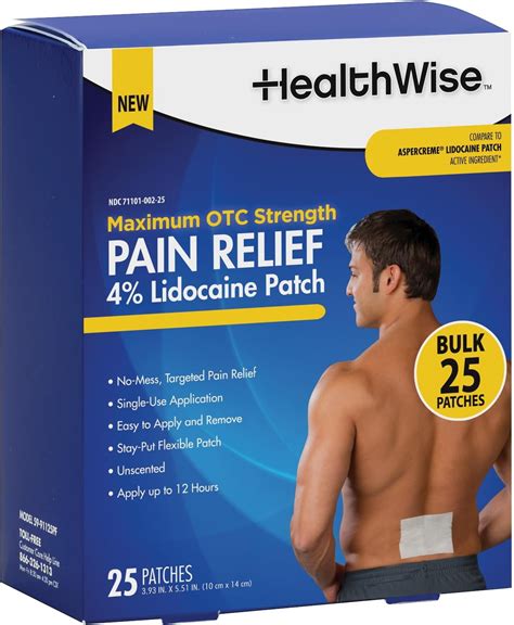 Healthwise Max Strength 4 Lidocaine Back Analgesic Patch 39”x55
