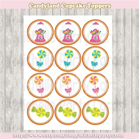 Candyland Cupcake Toppers Candyland Toppers Candyland Etsy
