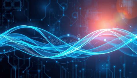 Futuristic Digital Waves With Glowing Blue Lines And Circuit Patterns Create Mesmerizing Visual
