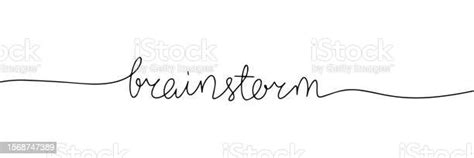 Brainstorm Phrase Word One Line Continuous Stock Illustration