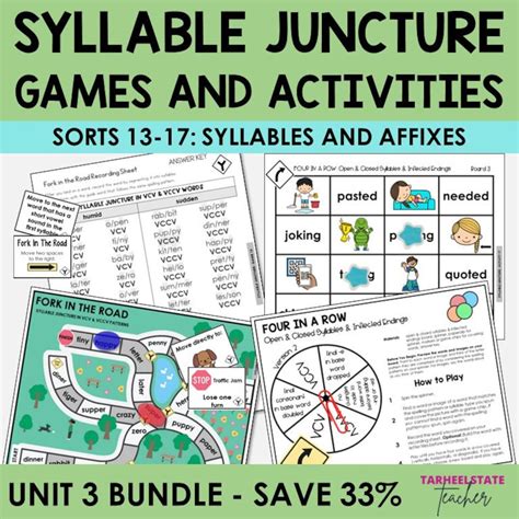 Syllable Juncture Patterns Syllables And Affixes Games And Activities