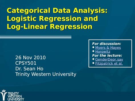 Ppt Categorical Data Analysis Logistic Regression And Log Linear Regression 26 Nov 2010