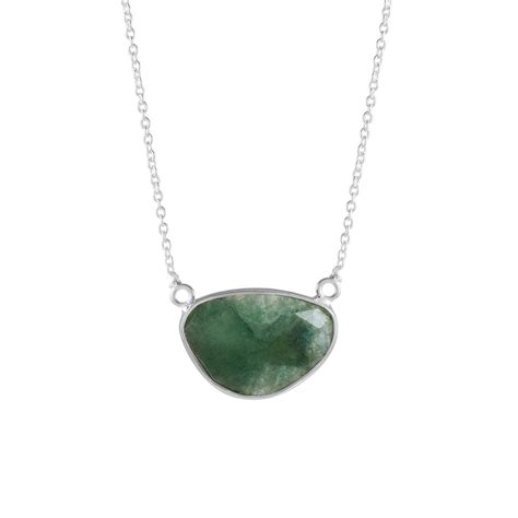 Raw Emerald Birthstone Necklace Handmade Green Gemstone Jewelry Natural