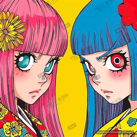 Ai创作图日本女孩卡通 姐妹人物头像 动漫女孩卡通形象 卡通动漫女孩 动漫卡通女孩 卡通动漫少女 日本卡通动漫 动漫卡通少女 Q版卡通姐妹 辣妹子形象插画动漫 日本漫画 动漫人物眼睛 卡通动画