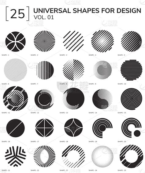 几何形状像素化六边形几何学格子圆形三角形条纹正方形钻石形素材 花瓣网