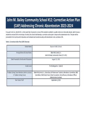 Fillable Online Corrective Action Plan CAP Addressing Chronic Fax