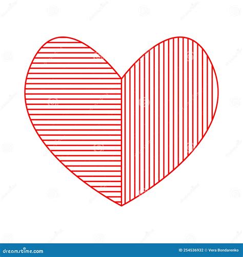 Red Heart Of Two Shaded Halves Joined Together Stock Vector