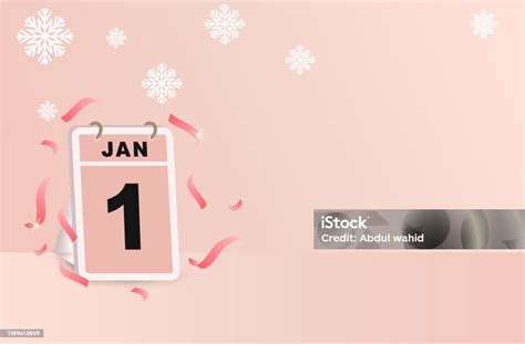 새해 복 설 날 디자인 창조적 인 개념 1 월 1 일 달력 눈 그라데이션 배경에 반짝이는 색종이 공간 텍스트 영역 사실적인 3d
