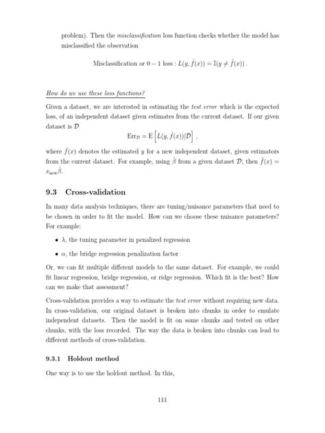 classification pdf cross validation statistics regression analysis