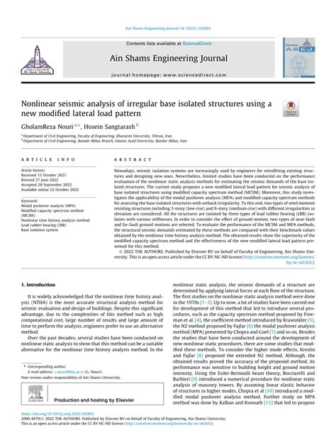 Pdf Nonlinear Seismic Analysis Of Irregular Base Isolated Structures