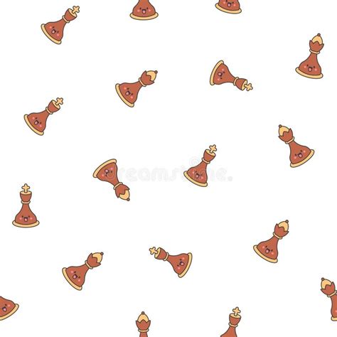 Cute Chess Pieces Seamless Pattern Stock Vector Illustration Of