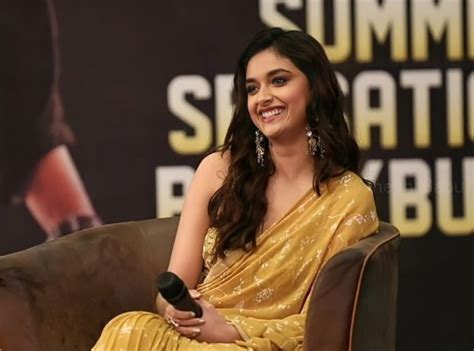 Keerthy Suresh Winds Up Svp Promotions In A Mustard Ruffle Saree