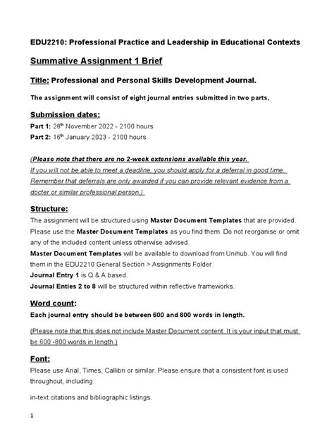 22 23 edu2210 assignment 1 brief pdf academic journal thought