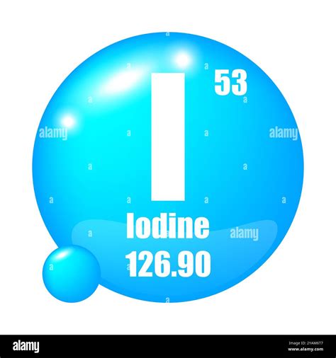 Iodine Icon I Chemical Element Atomic Number Mass Blue Sphere Image Vector Symbol