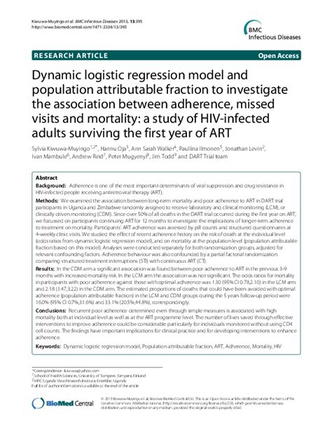 pdf dynamic logistic regression model and population attributable
