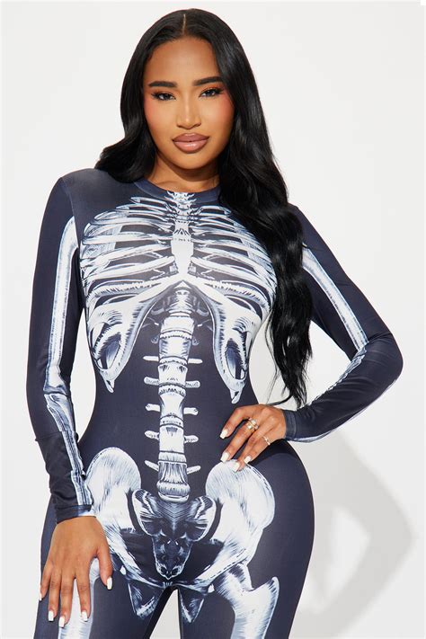X Ray Vision Skeleton Jumpsuit Costume Black Fashion Nova
