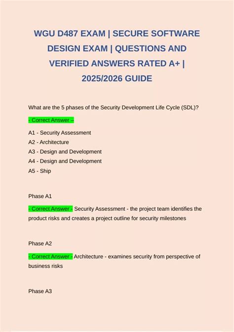 Wgu D487 Exam Secure Software Design Exam Questions And Verified