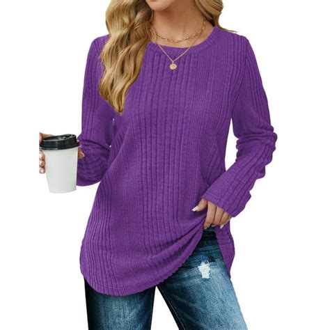 Fantaslook Womens Tops Textured Long Sleeve Shirts Casual Fall Tops