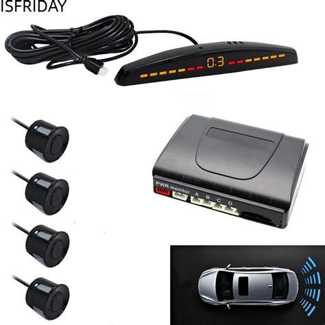 12v 자동차 Led 주차 센서 키트 자동 감지기 디스플레이 4 개의 센서 부저 역방향 백업 레이더 사운드 경고 표시기